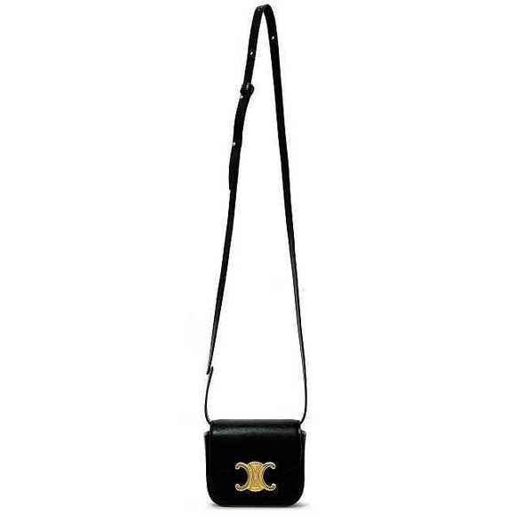 Celine | Bags | Celine Calfskin Gold Triomphe Mini Triomphe Bag Black ...